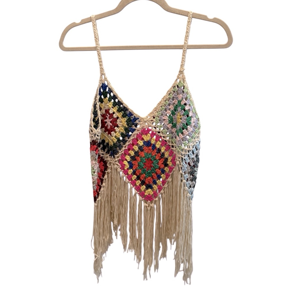Boho Granny Square Crochet Tank - Gem